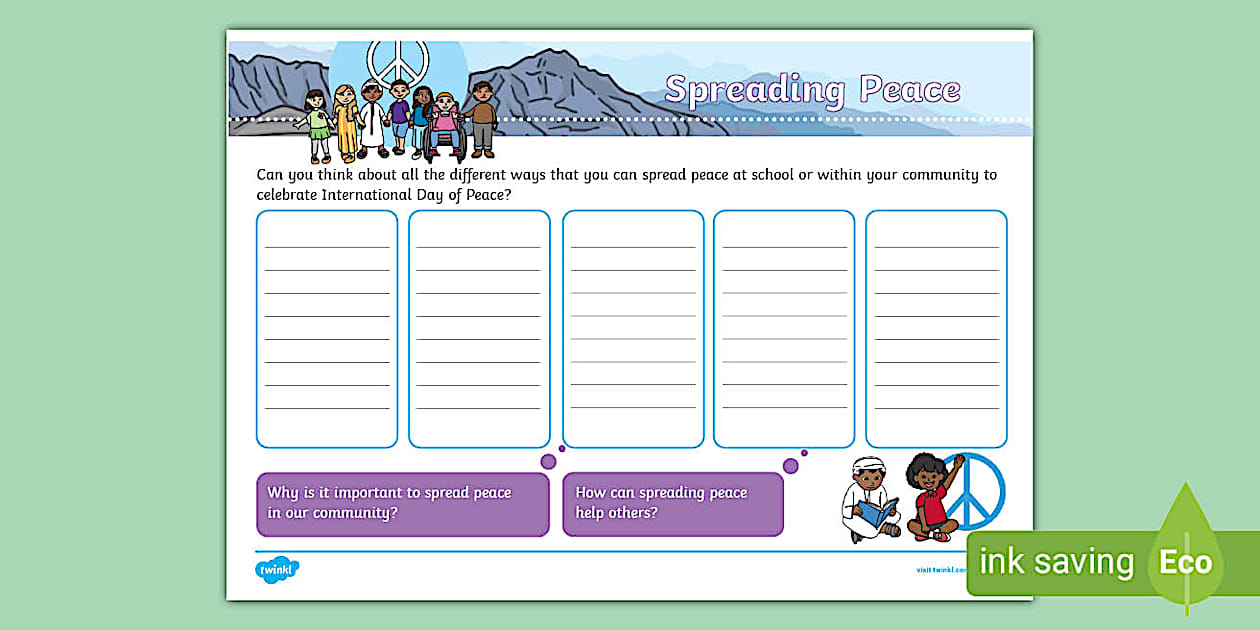 International Day of Peace Writing Activity KS1 - Twinkl