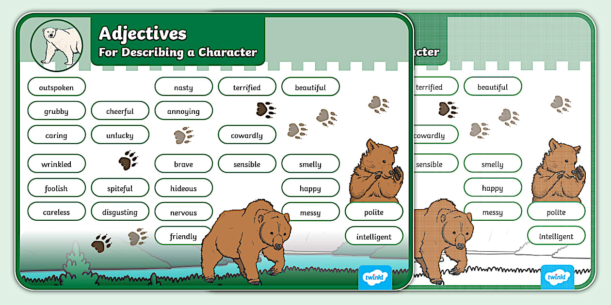 Adjectives For Describing a Character Poster - ESL Character Description
