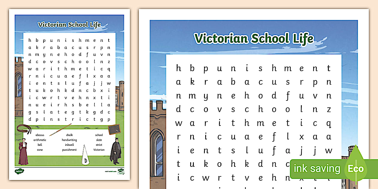 Victorian School Life Word Search