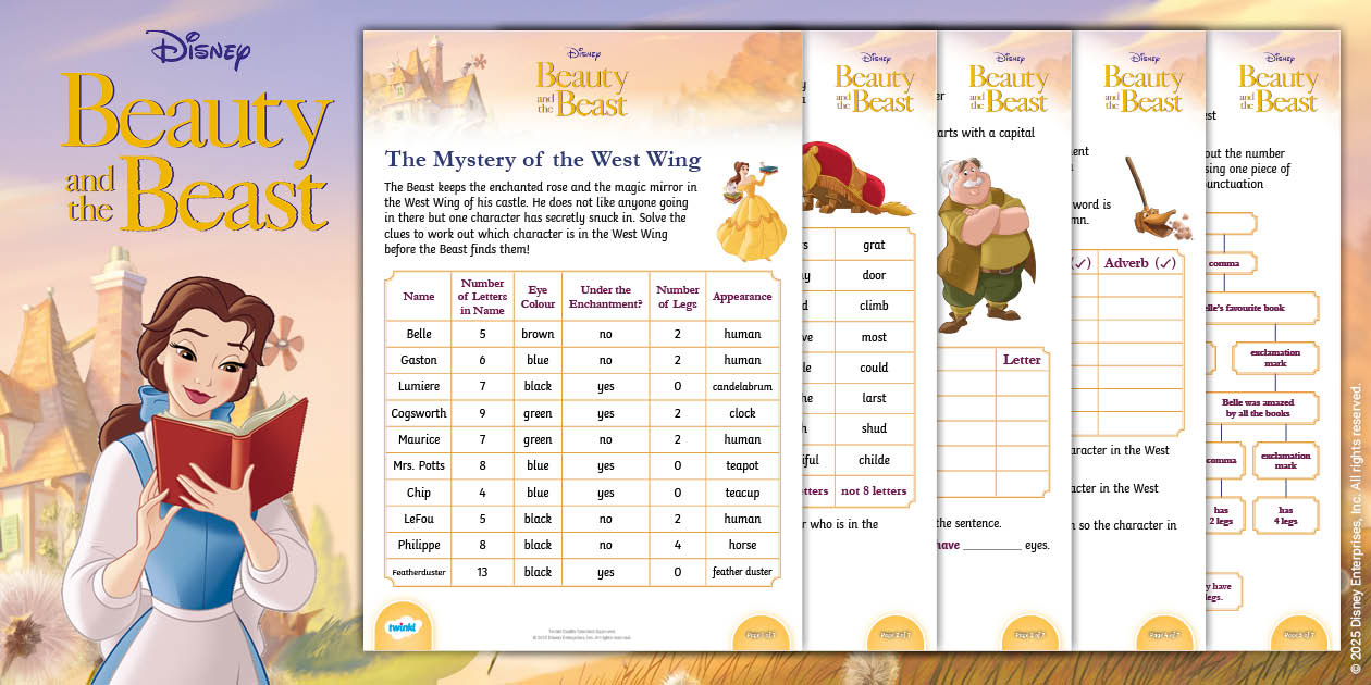 Beauty and the Beast: SPaG Mystery [Ages 6-7] (teacher made)