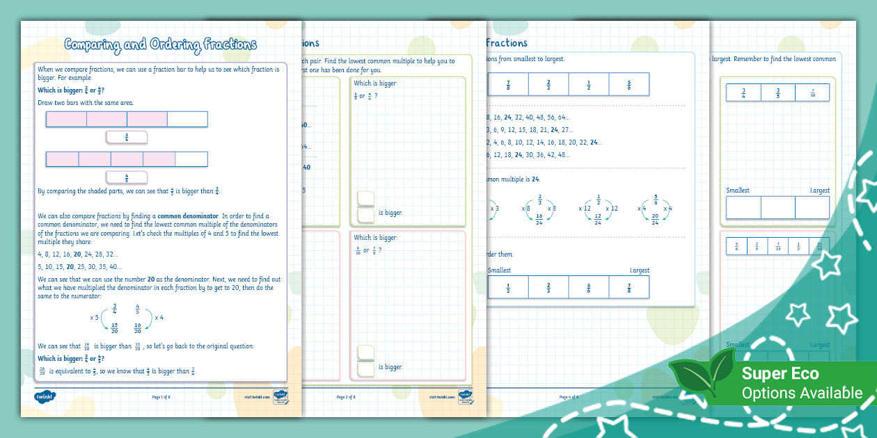 Comparing and Ordering Fractions (Ages 10 - 11) - Twinkl