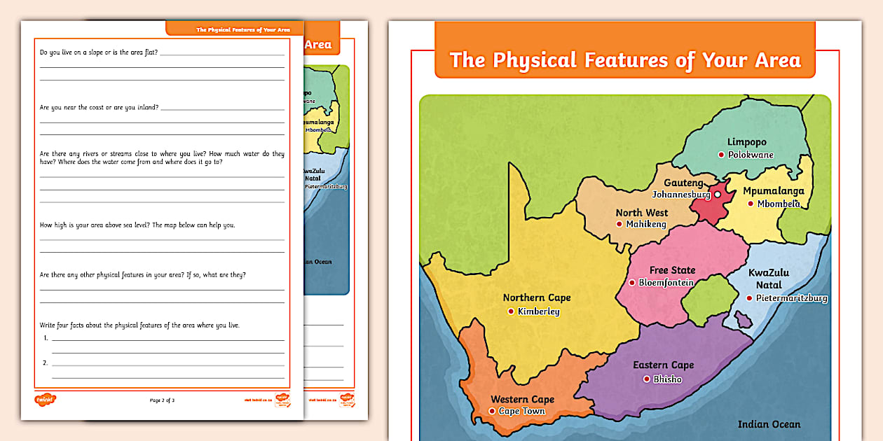 The Physical Features of Your Area – Activity Sheet