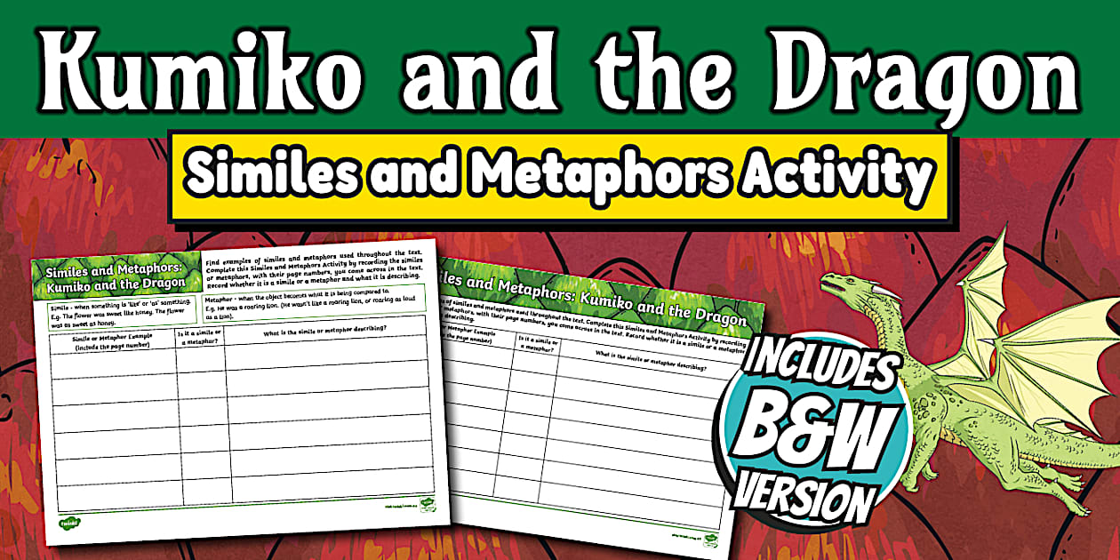 Similes and Metaphors Activity for Kumiko and the Dragon