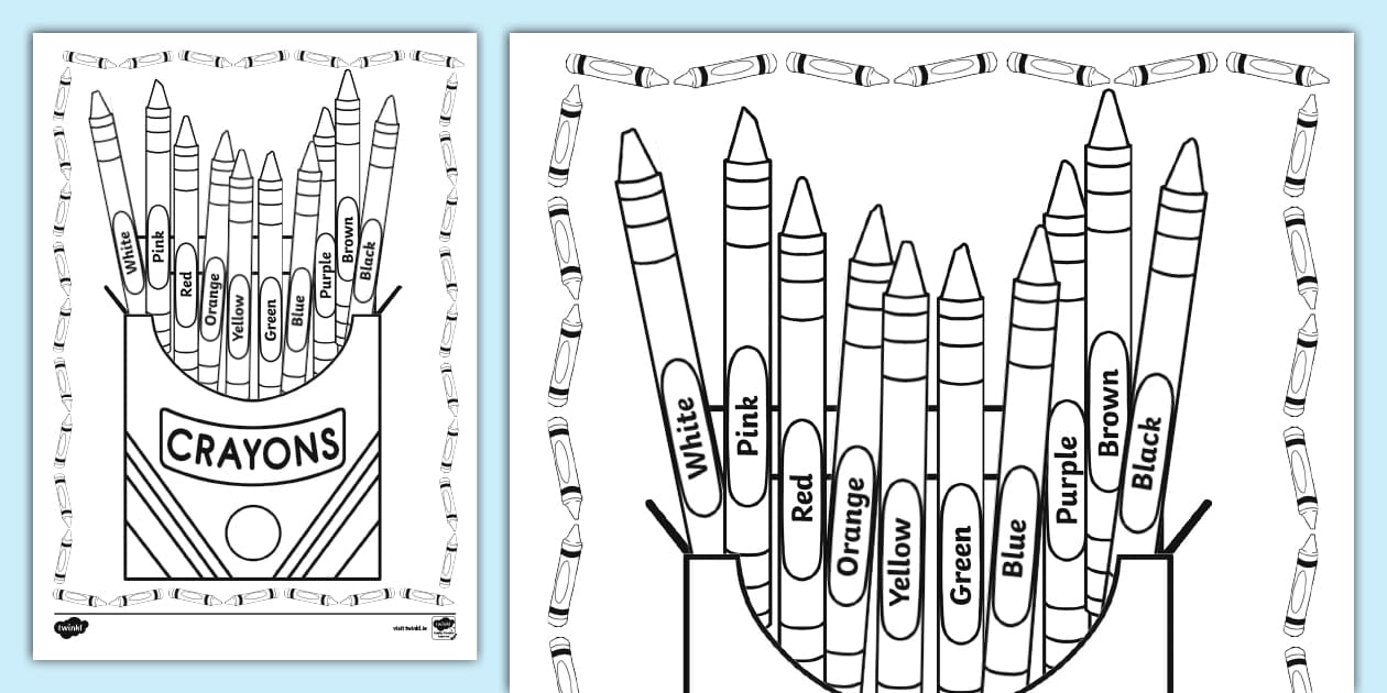 Crayons Colouring Sheet (Hecho por educadores) - Twinkl