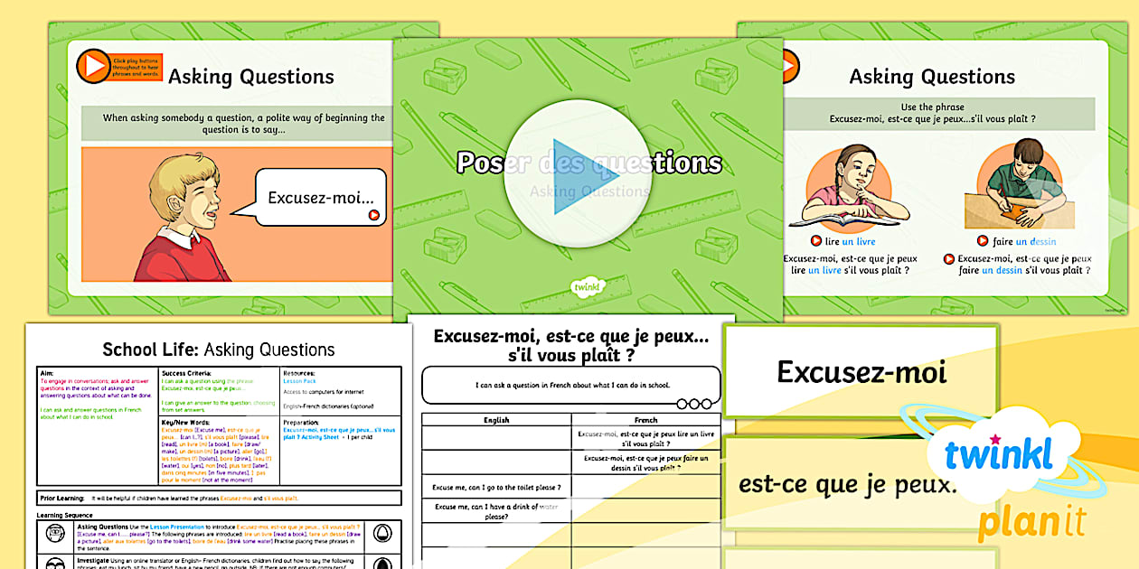 French: School Life: Asking Questions Year 5 Lesson Pack 5