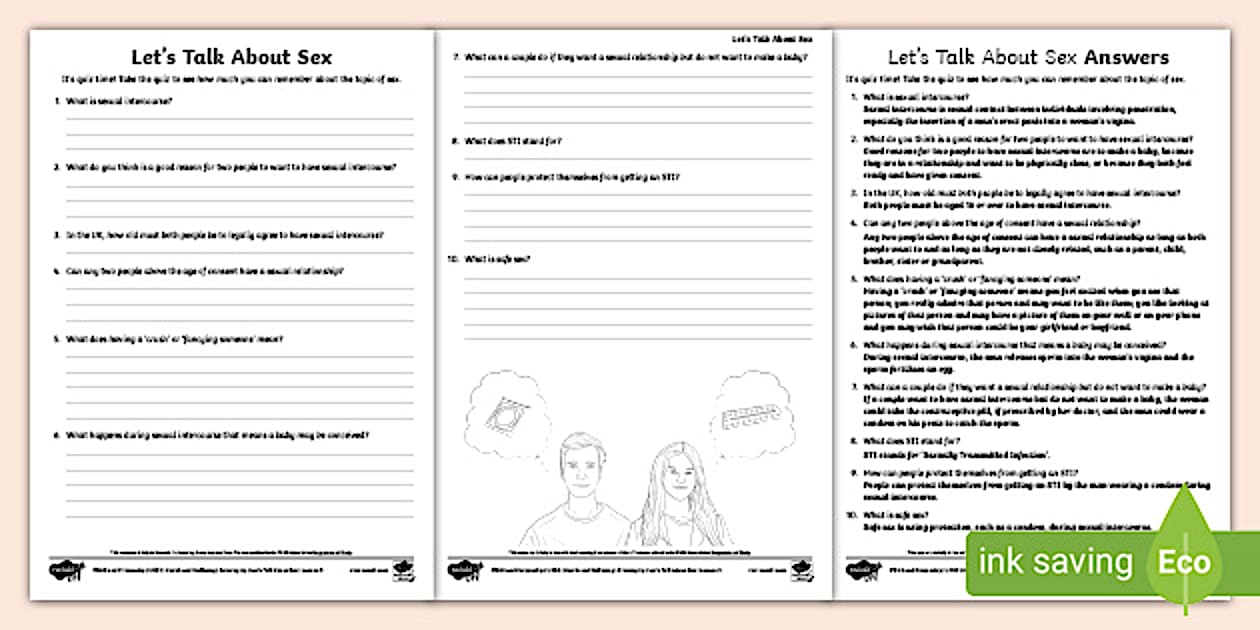 RSHE Let's Talk About Sex UKS2 Quiz Activity - RSE Resource