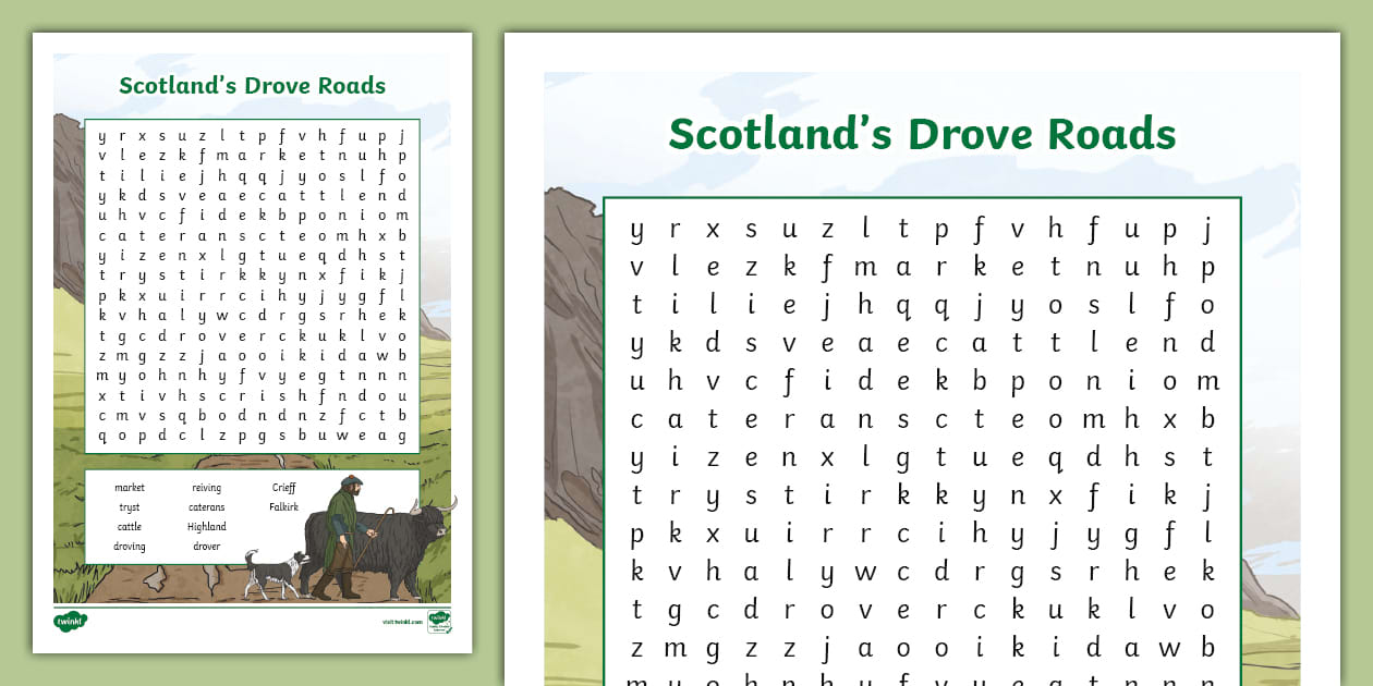 Scotland's Drove Roads Word Search (Teacher-Made) - Twinkl