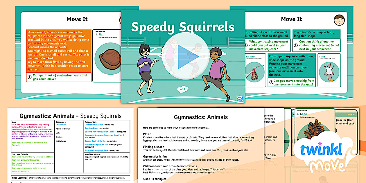 Twinkl Move - Year 1 Gymnastics: Animals Lesson 6 - Speedy Squirrels