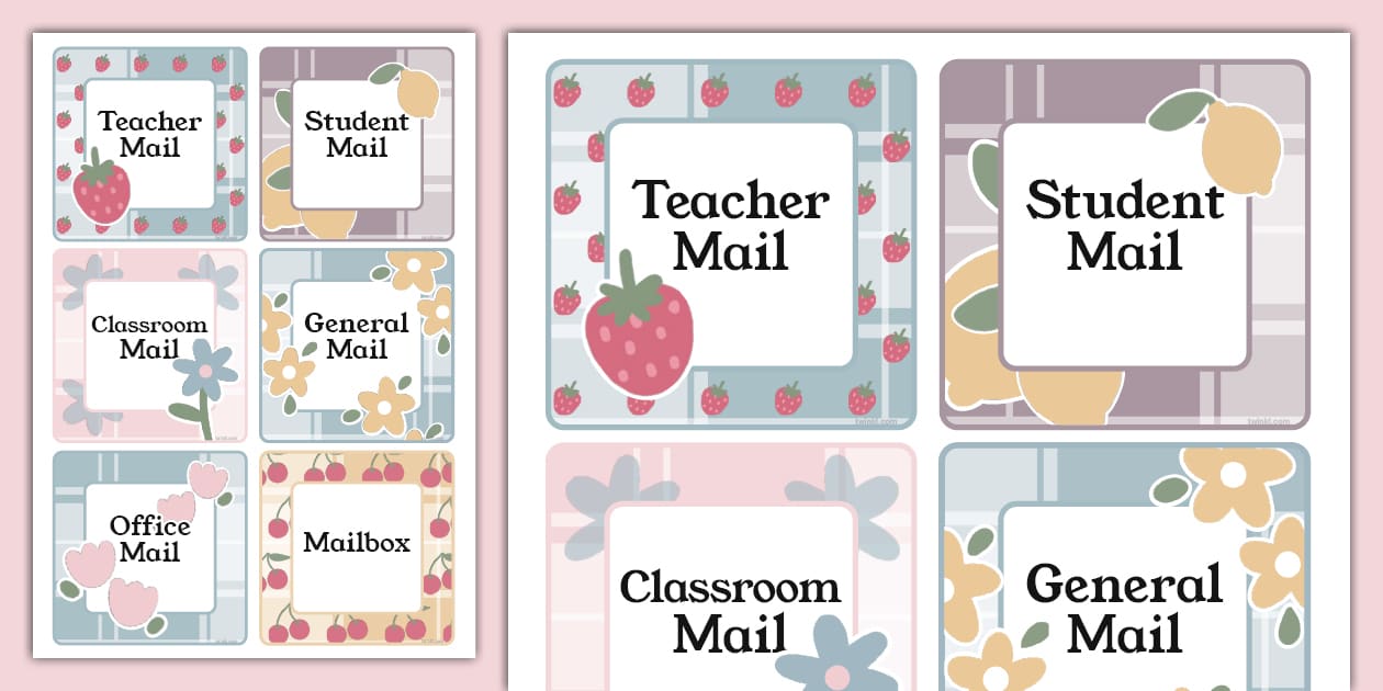 Checkered Charm Themed Mailbox Display Labels (teacher made)
