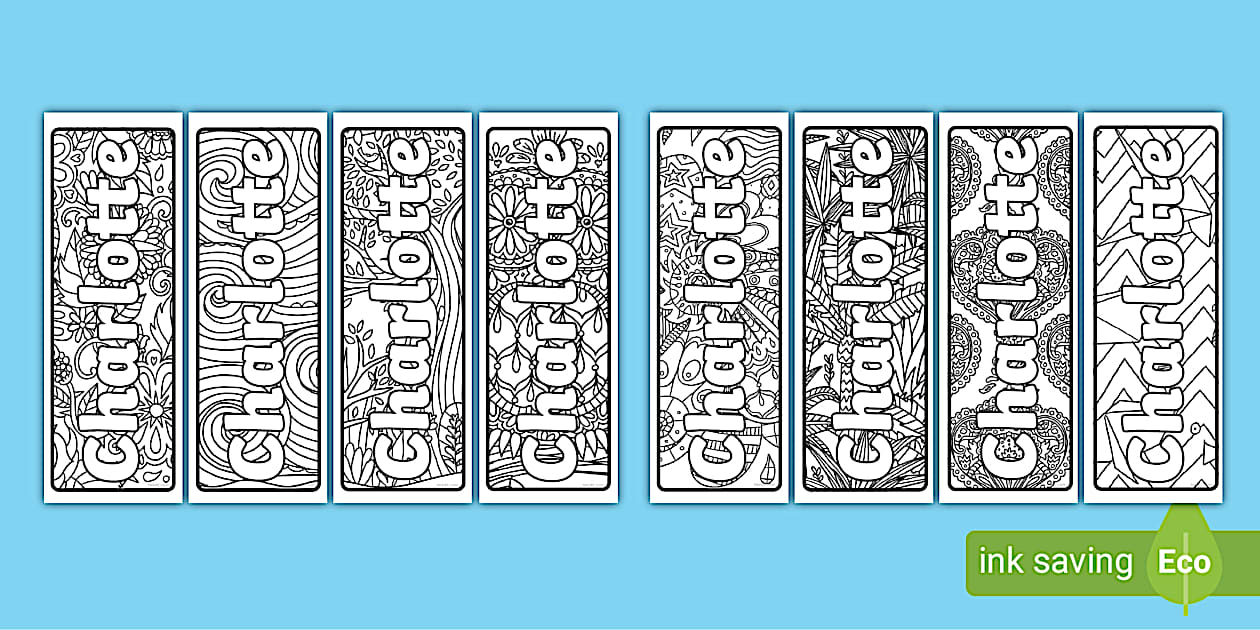 Charlotte Mindfulness Name Colouring Bookmarks - Twinkl