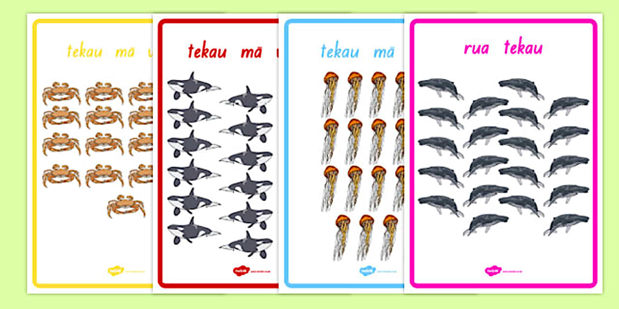 Māori Numbers 1-20 - Animals Display Poster - Twinkl