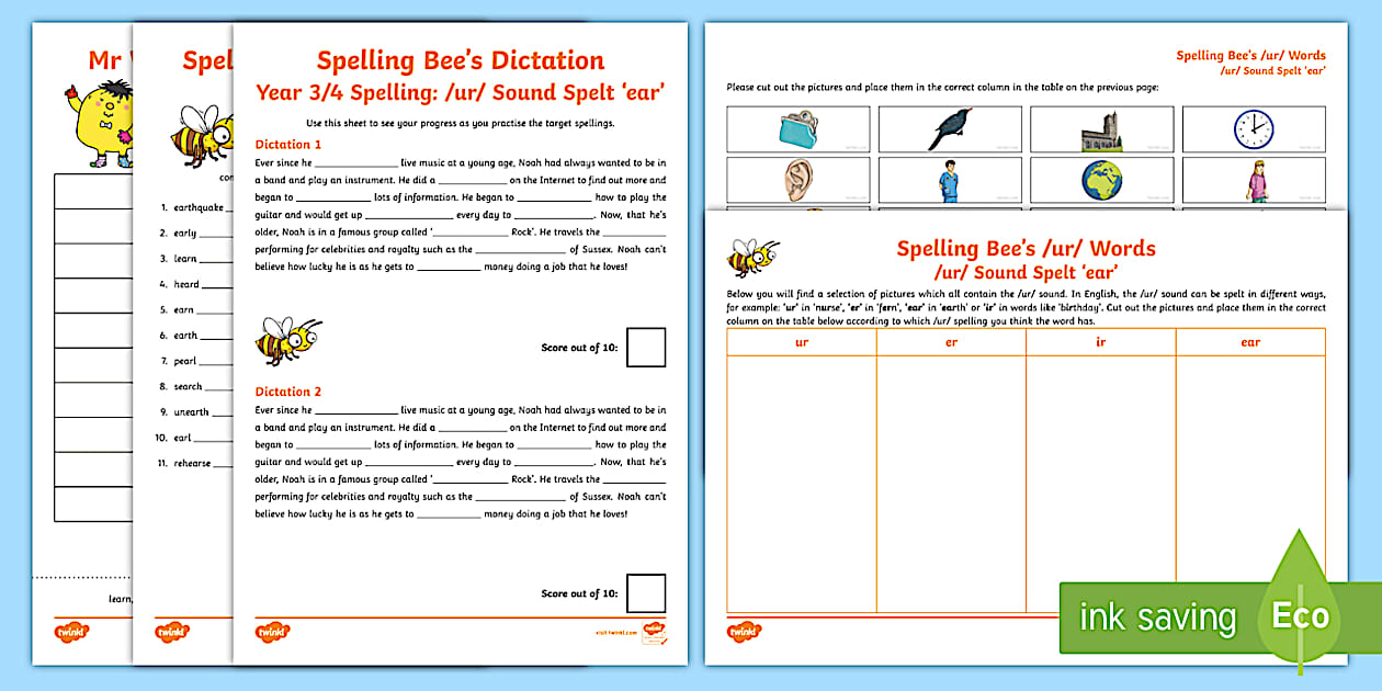 Spelling Activity Booklet: /ur/ Sound Spelt ‘ear’ Ages 7-9