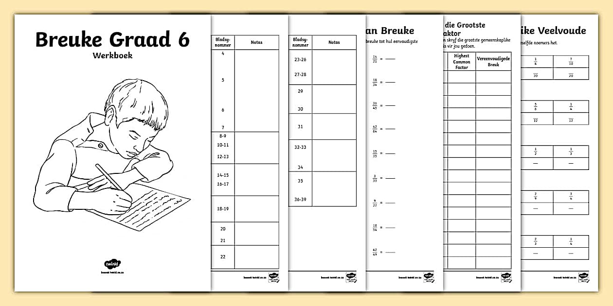 Graad 6 Breuke Leer by die Huis – Wiskunde Aktiwiteitsboekie