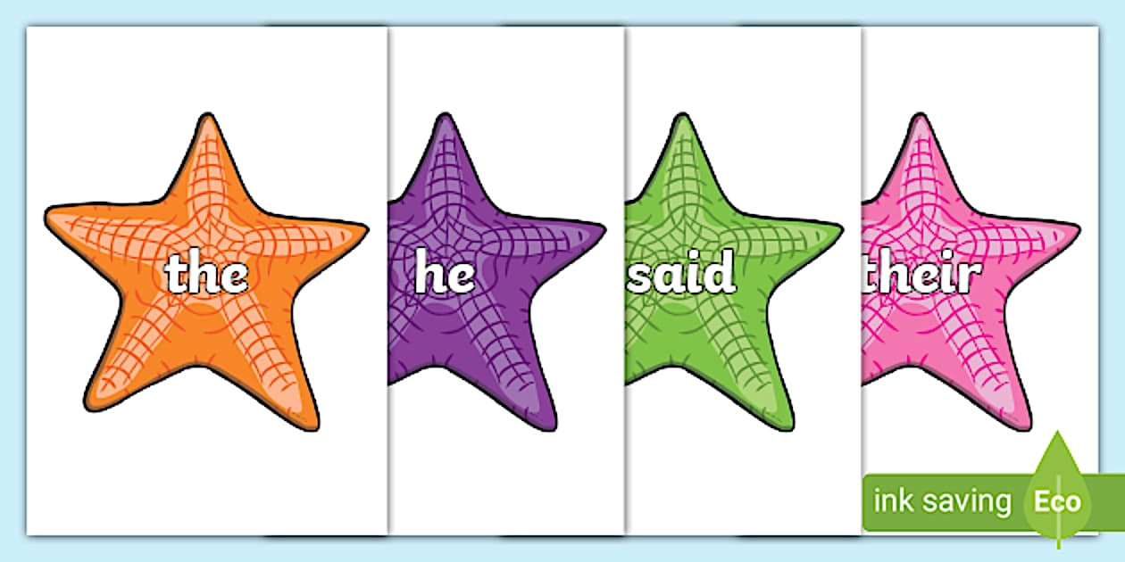 Phase 2 to 5 Tricky Words on Starfish (teacher made)