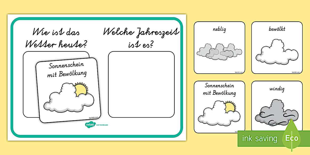 Wetter und Jahreszeiten Poster für die Klassenraumgestaltung - Weather and