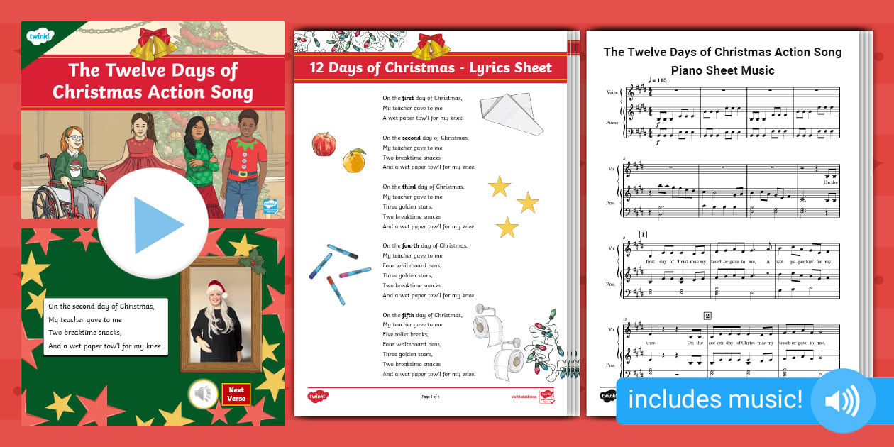 👉 The Twelve Days of Christmas Action Song - Twinkl
