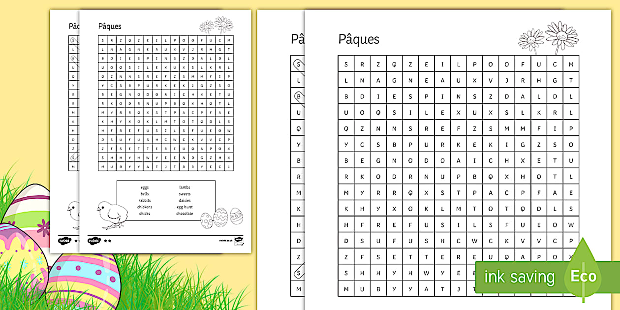 Easter Differentiated Word Search Medium Ability French