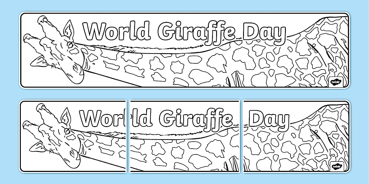 World Giraffe Day Colouring Display Banner (Teacher-Made)