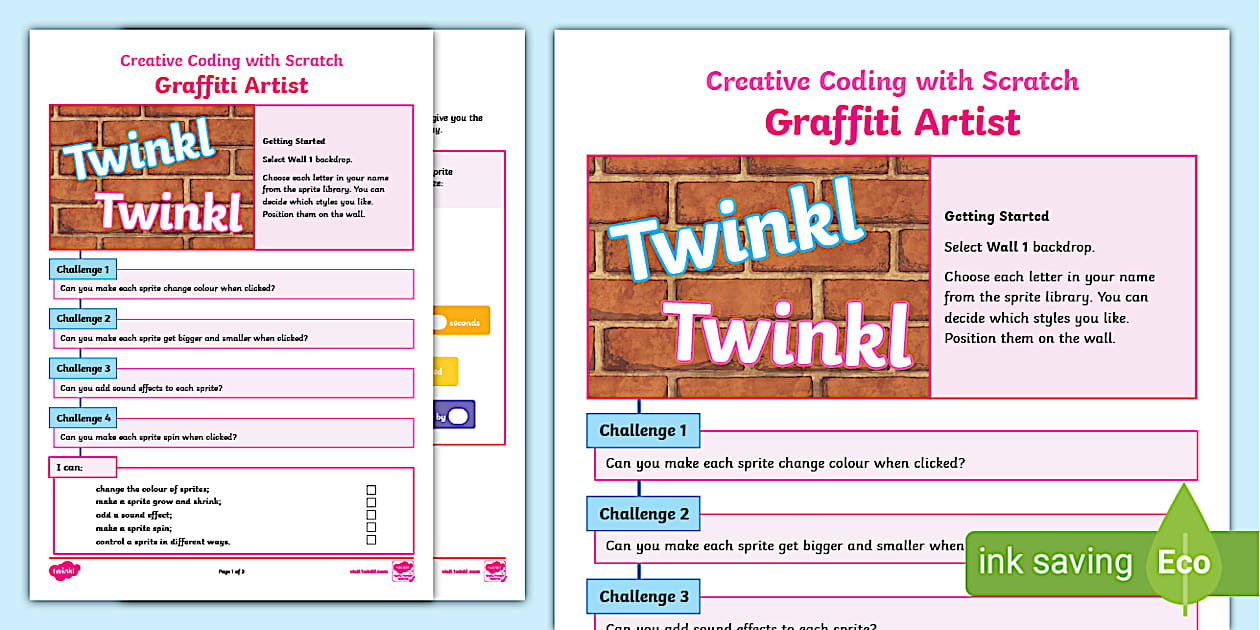 Graffiti Artist Scratch Worksheet (teacher made) - Twinkl