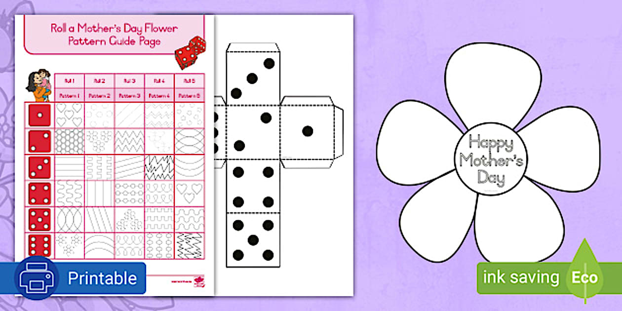 Mother's Day Flower Art Game - Roll A Die Activity - Twinkl