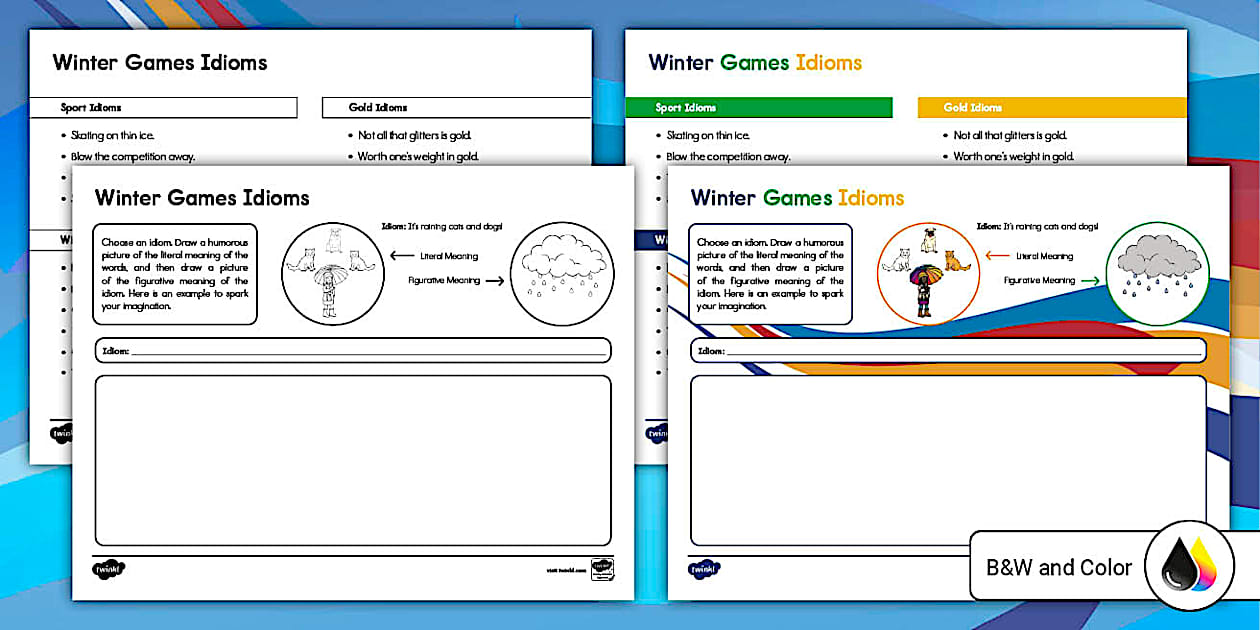 Second Grade Winter Games Idioms Worksheet - Twinkl