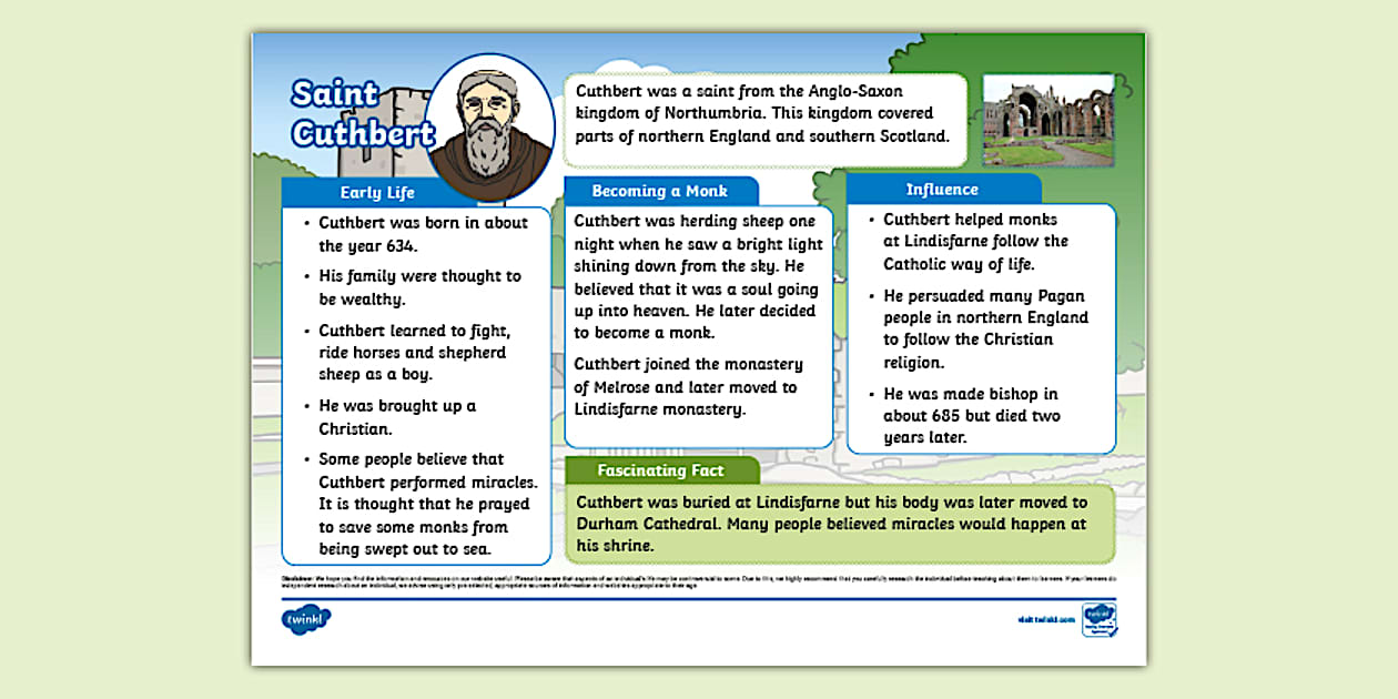 Saint Cuthbert Fact File - Twinkl - KS1 (Teacher-Made)