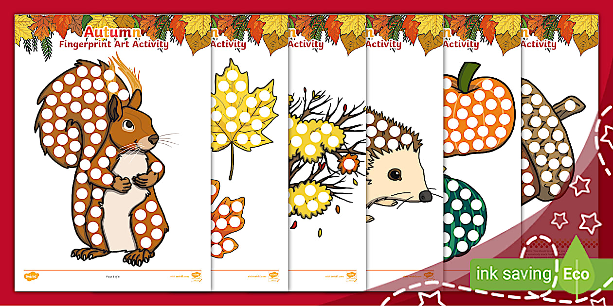 Autumn Woodland Finger Painting Fun. Creative craft ideas.