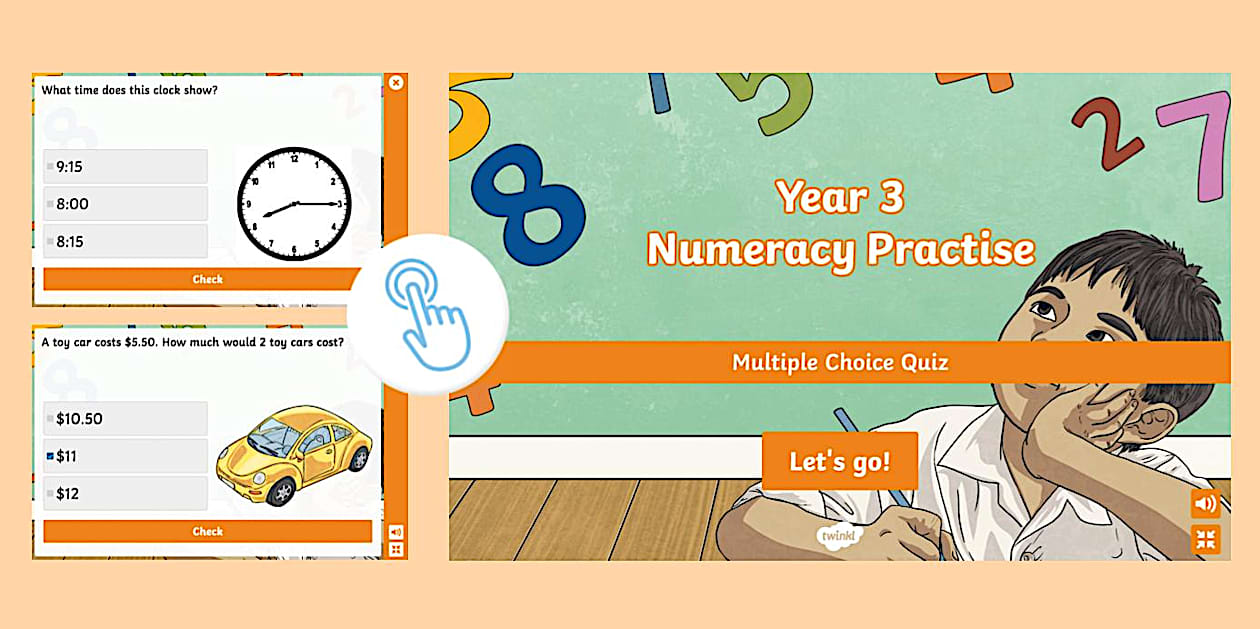 Year 3 Numeracy Practise Multiple Choice Quiz 1 - Twinkl