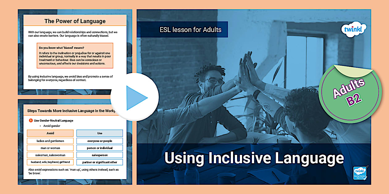 ESL Using Inclusive Language PowerPoint [Adults, B2]