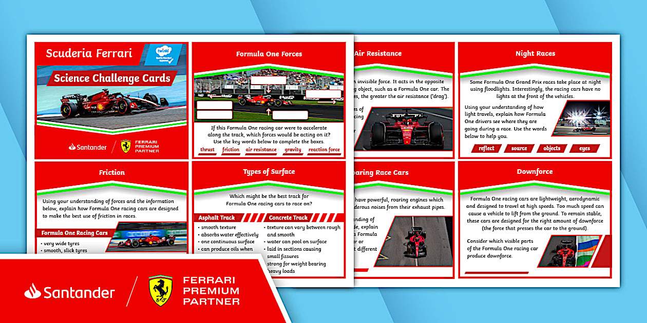 FREE! - Scuderia Ferrari F1: Science Challenge Cards Ages 9-11
