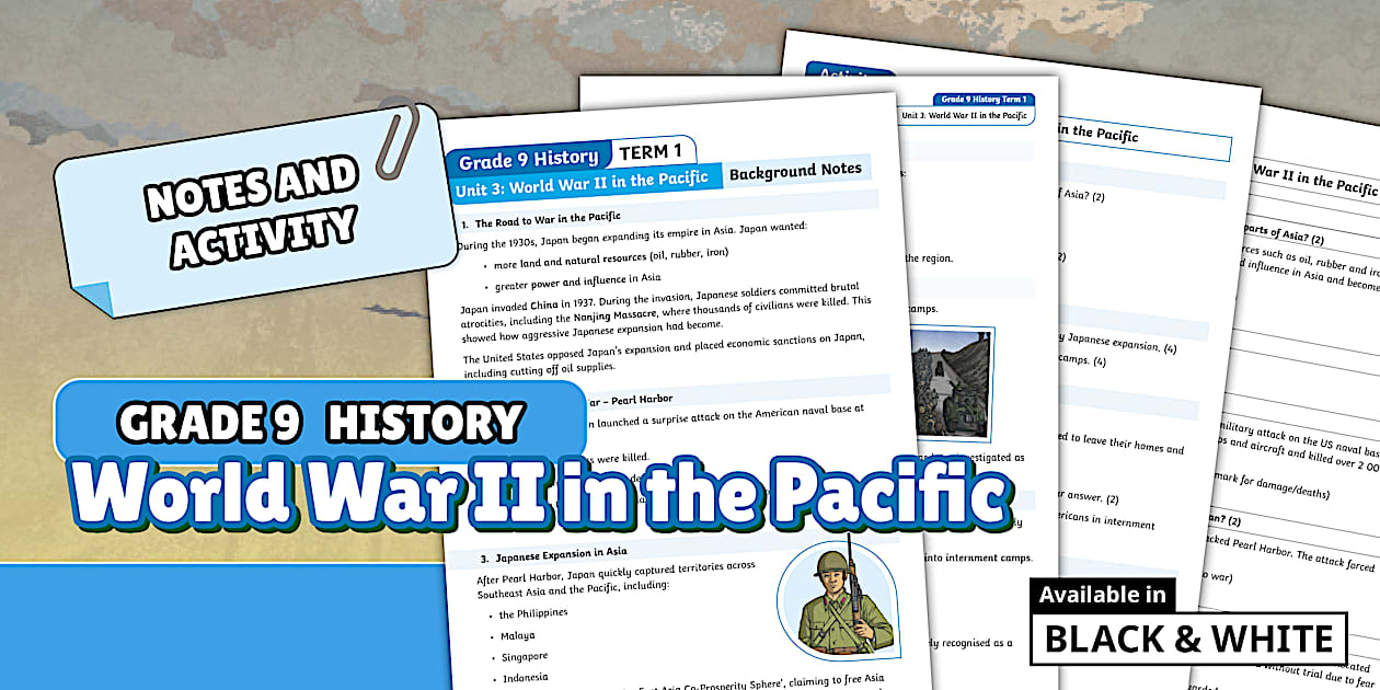 Grade 9 History World War II in the Pacific Notes and Activity