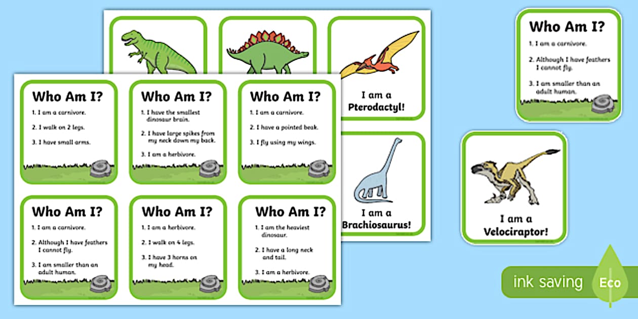 Dinosaur Cards | Information Matching Game | Parents