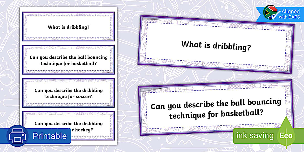Grade 6 PE Invasion Dribbling Whizz Kids Question Cards