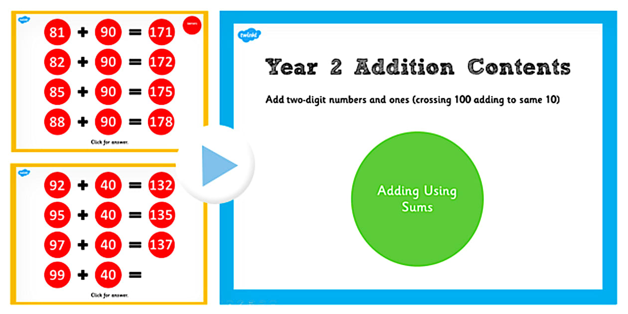 Year 2 Adding 2 Digit Numbers and Tens Crossing 100 Add Same 10s