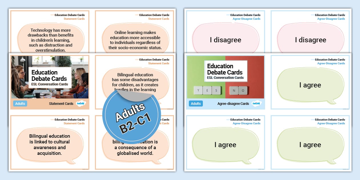 ESL Education Debate Cards [Adults, B2-C1] - Twinkl