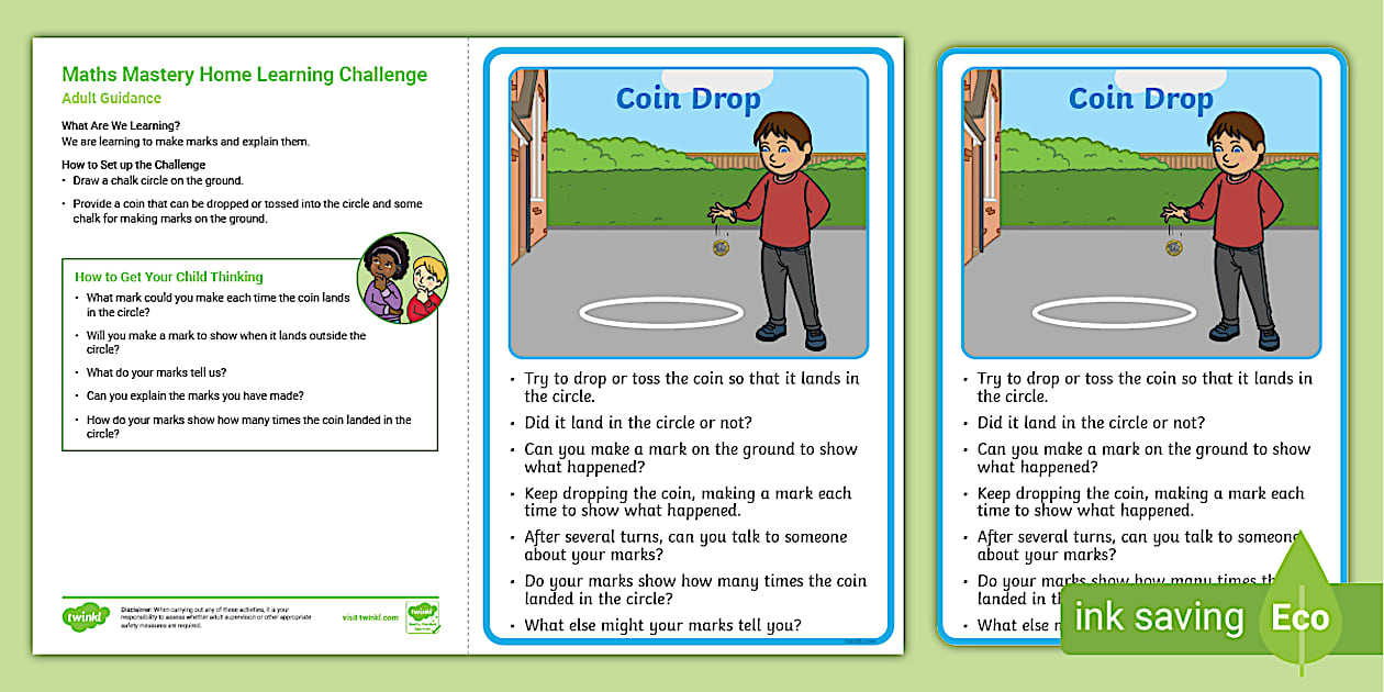 EYFS Maths Mastery Home Learning Challenge: Coin Drop