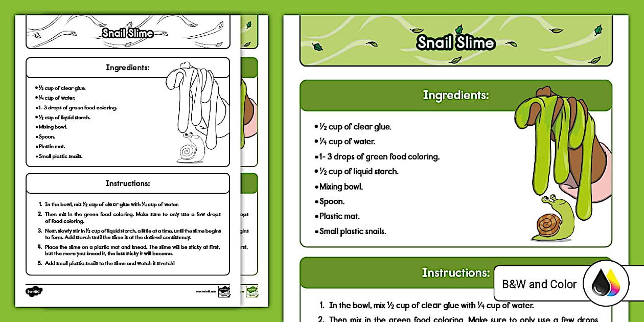 Snail Slime Sensory Recipe (teacher made) - Twinkl