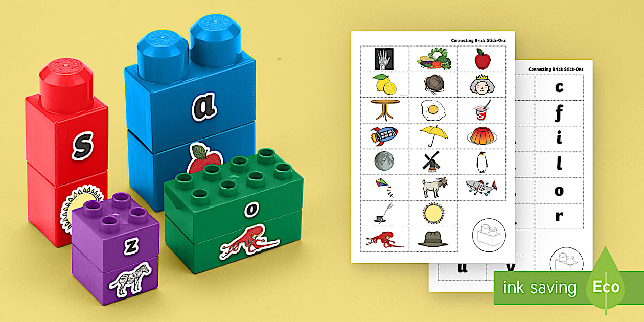 Alphabet Matching Connecting Bricks Game (teacher made)