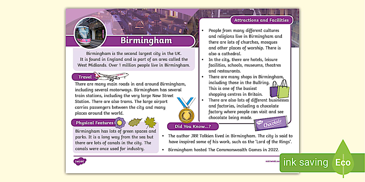 Birmingham Fact File (Teacher-Made) - Twinkl