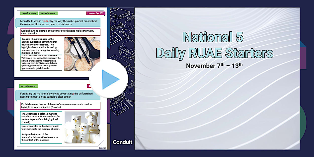 National 5 Daily RUAE Starters November 7th - 13th - Twinkl