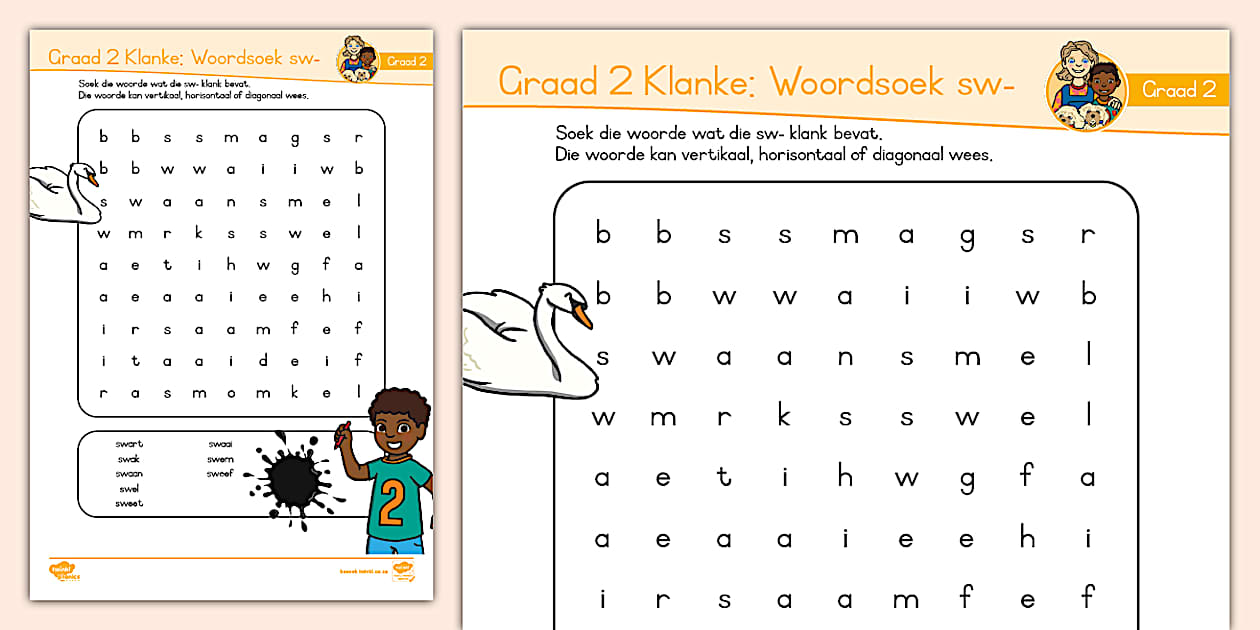 Graad 2 Klanke Woordsoek sw- (teacher made) - Twinkl