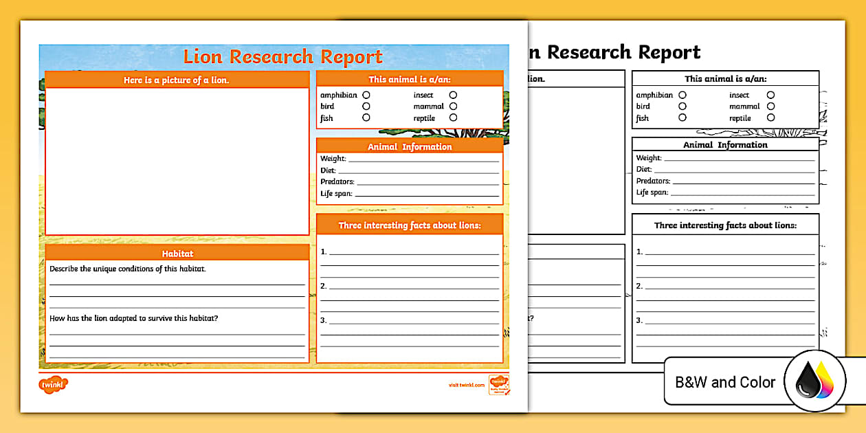 Lion Research Report for 3rd-5th Grade