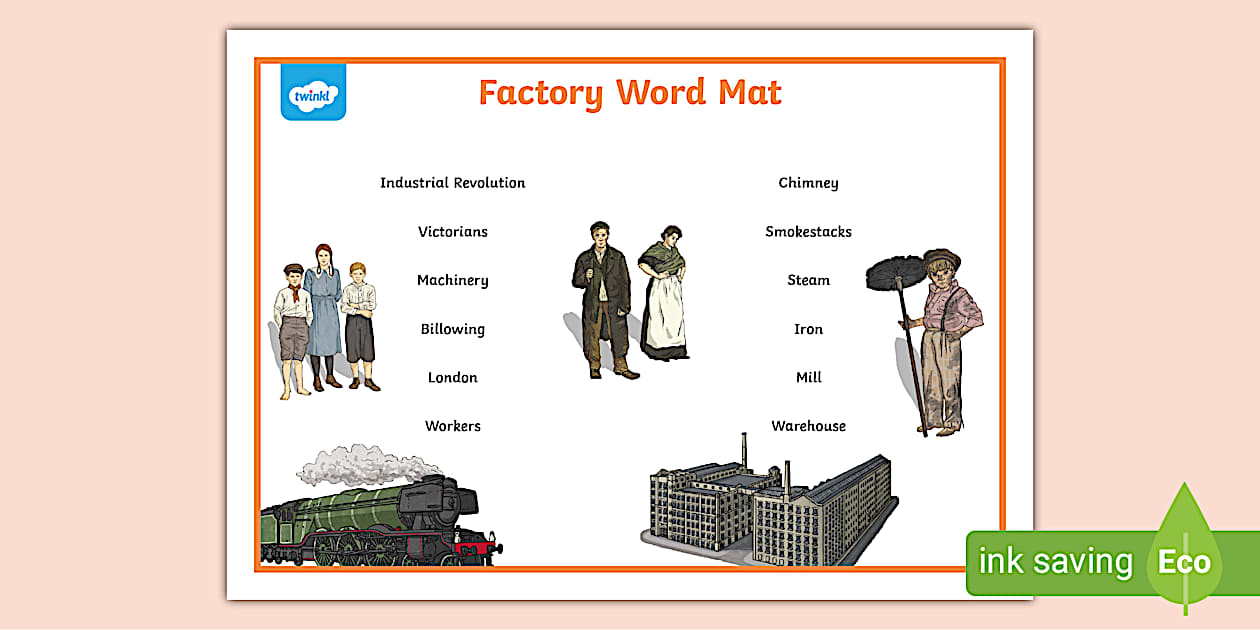 Factory Vocabulary Words Mat | Industrial Revolution