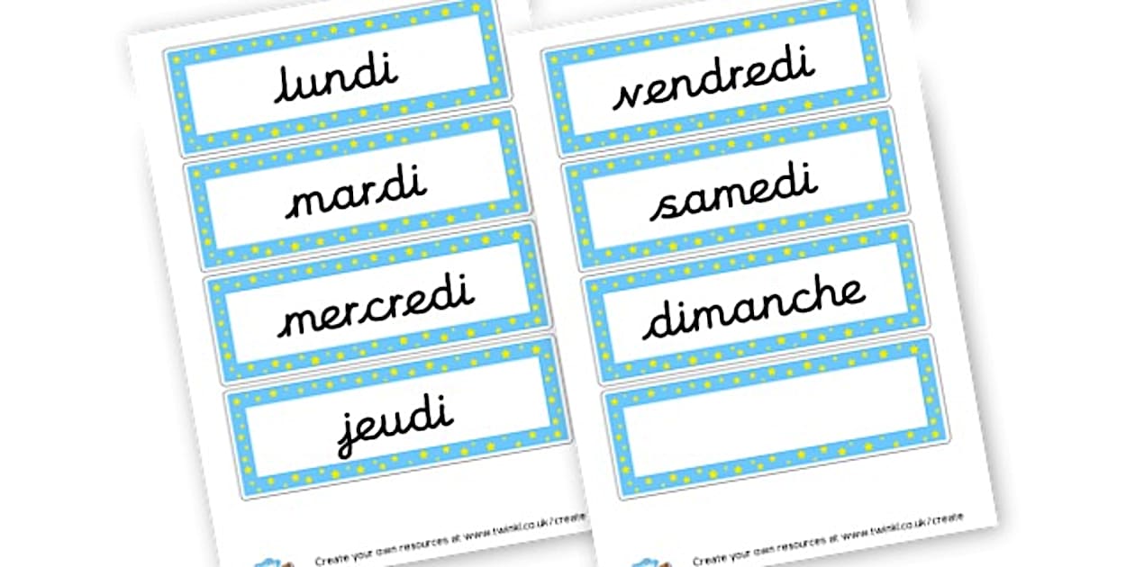 French Days of the Week Cards - Days in French - Twinkl