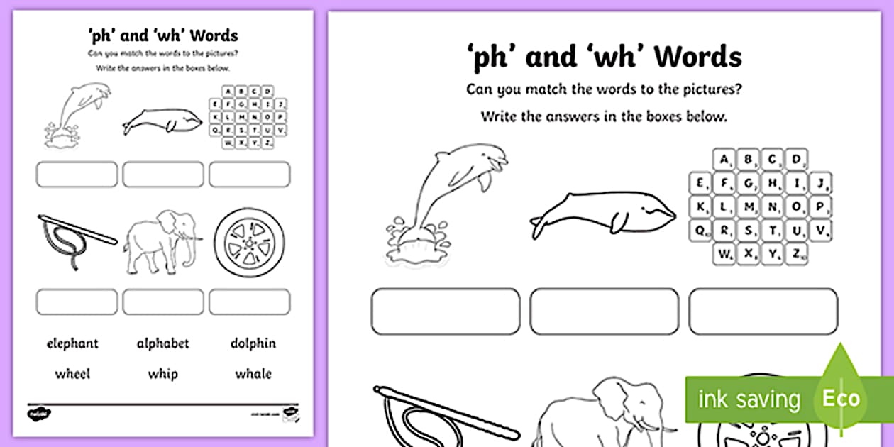 'wh' and 'ph' Sounds Matching Activity (teacher made)