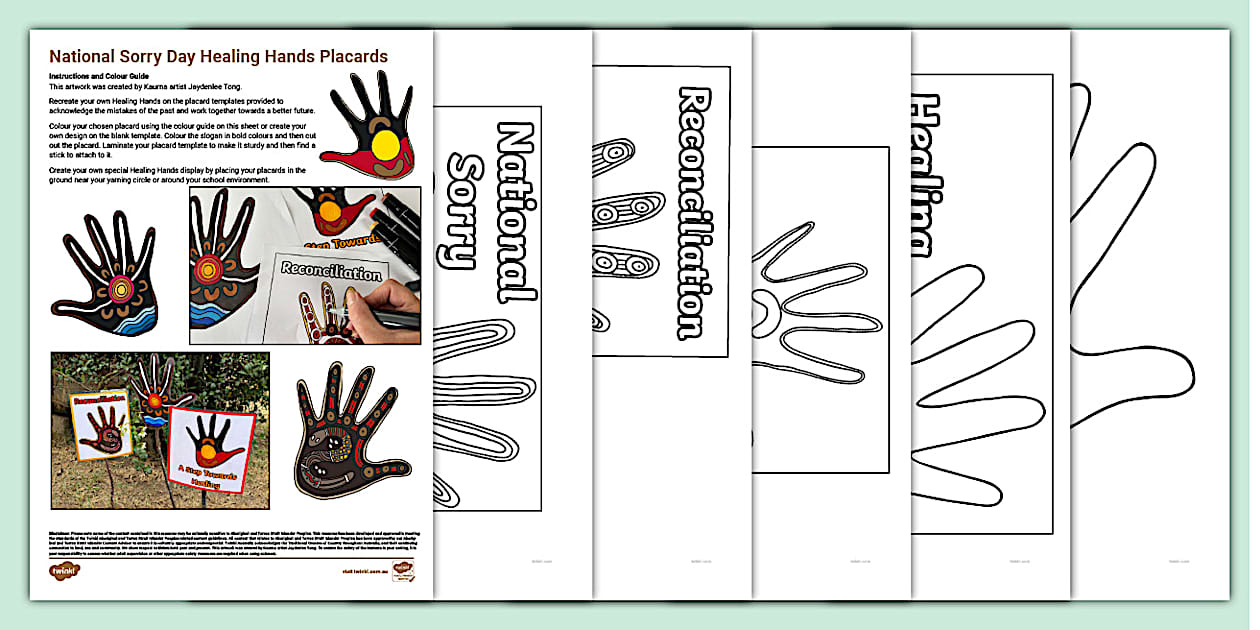 National Sorry Day Hands Placards | Twinkl