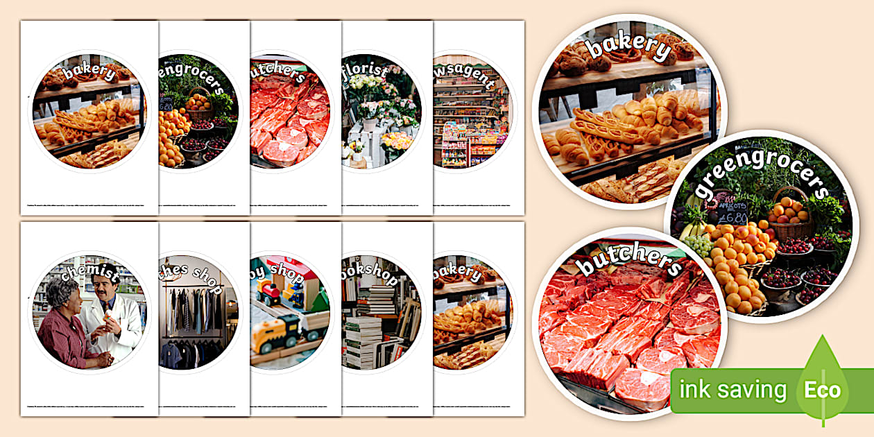 Shops Display Circle Photo Cut-Outs (teacher made) - Twinkl