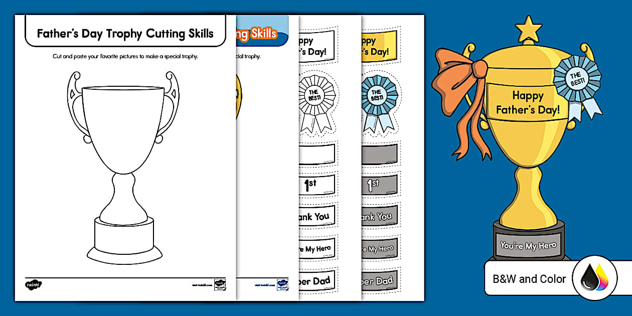 Father's Day Trophy Template Activity Worksheet for Kids | Twinkl USA