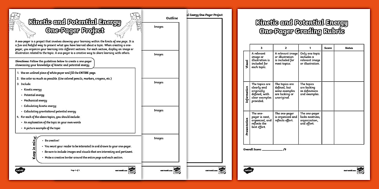 Kinetic and Potential Energy Worksheet | Twinkl USA - Twinkl