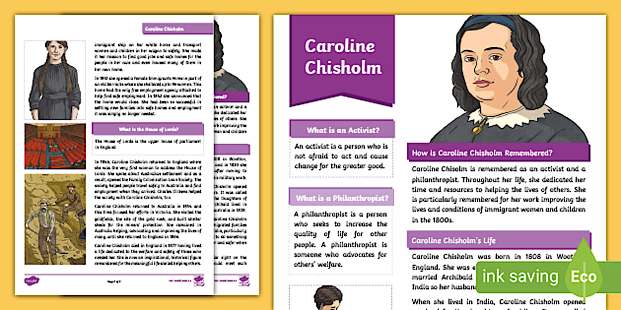 Caroline Chisholm Fact File 1800's immigration activist